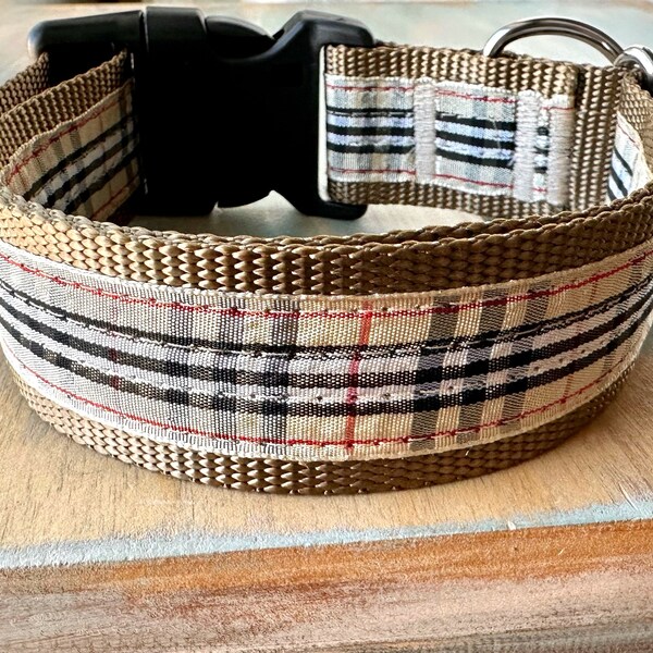 Tan Plaid Dog Collar - Etsy