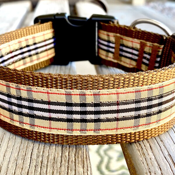 Tan Plaid Dog Collar - Etsy