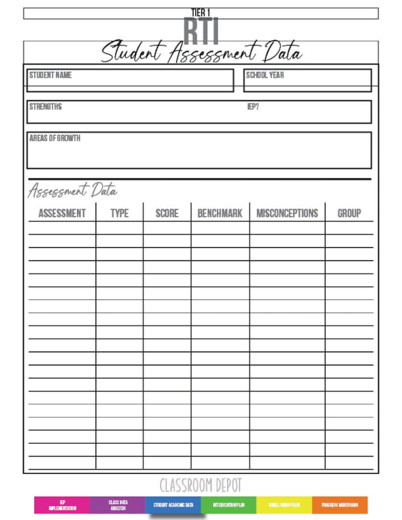Printable Teacher RTI Intervention Forms Linkable PDF Version School Classroom Special Education ...