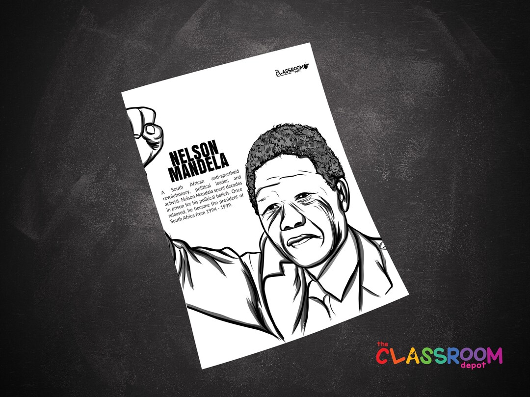 Nelson Mandela Black History Month Coloring Sheet - Etsy