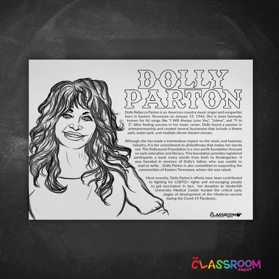Dolly Parton Women's History Month Biography Facts and Coloring Sheet ...