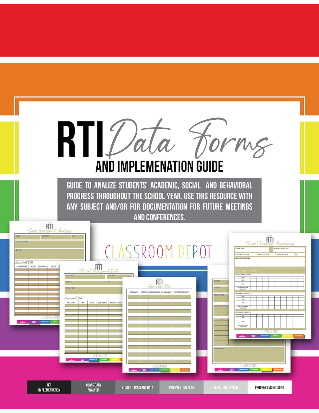 Printable Teacher RTI Intervention Forms Linkable PDF Version School ...