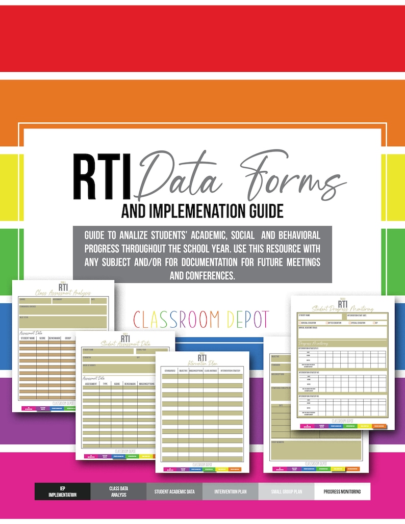 Printable Teacher RTI Intervention Forms Linkable PDF Version School ...