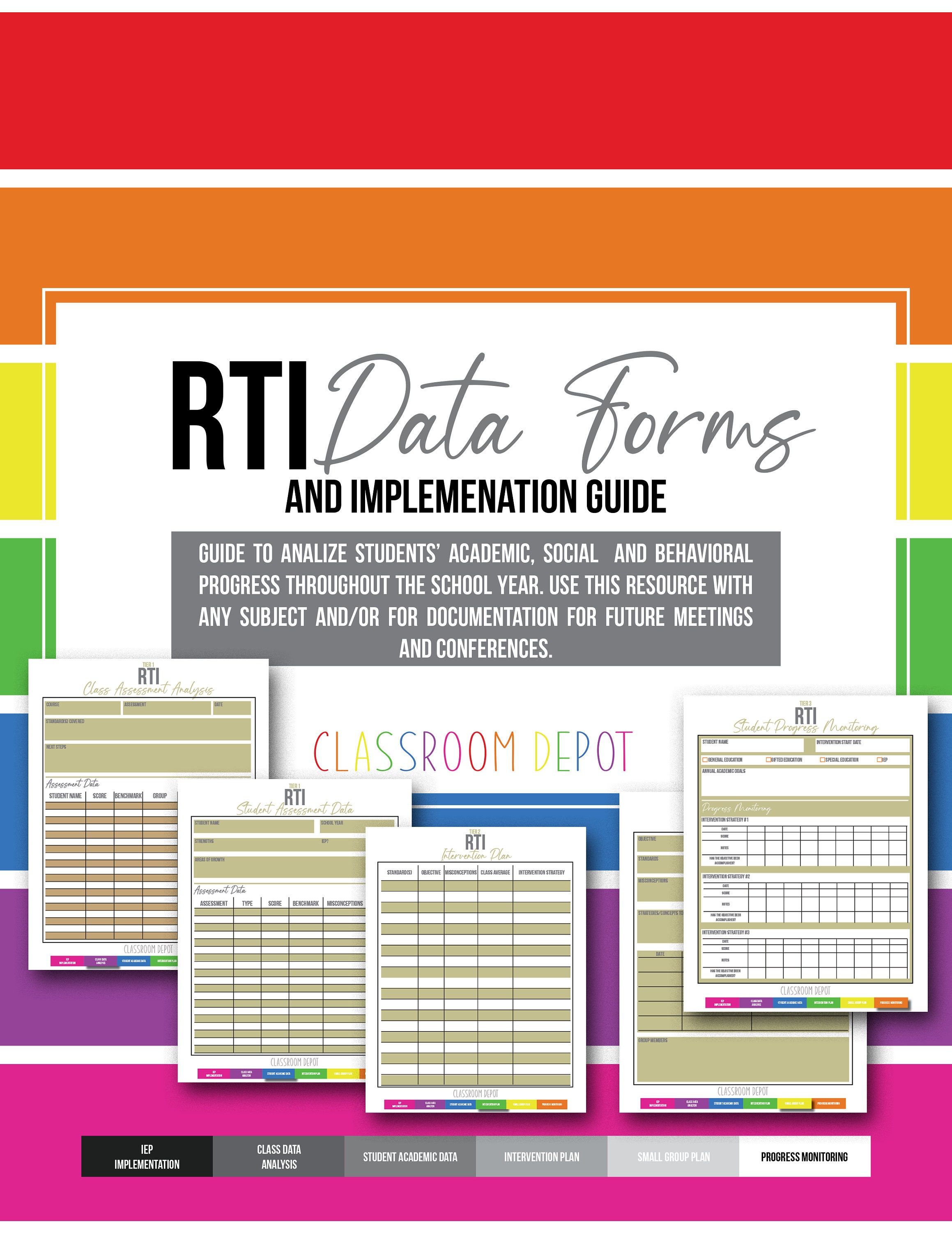 Printable Teacher RTI Intervention Forms Linkable PDF Version School ...