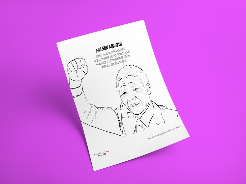 Nelson Mandela Black History Month Coloring Sheet - Etsy