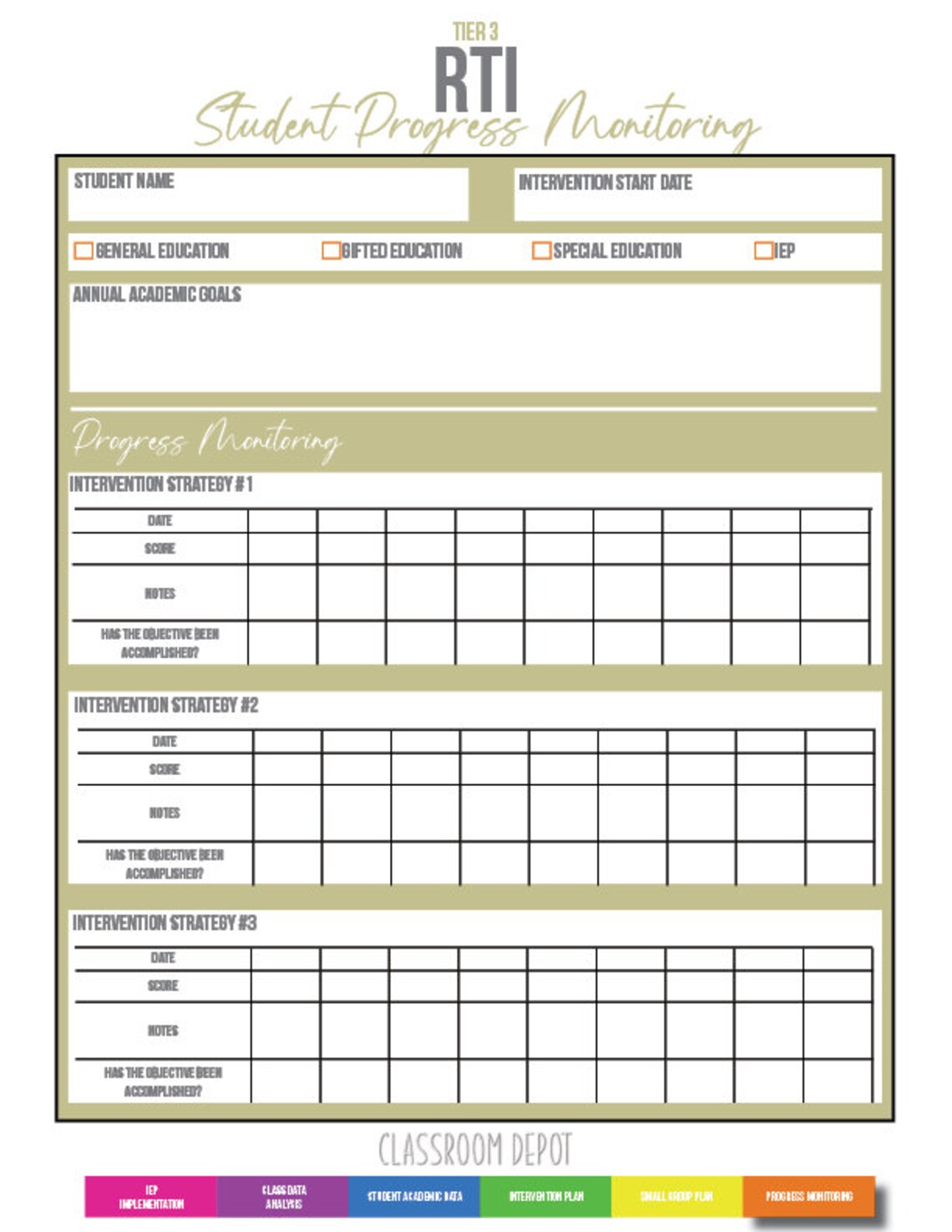 Printable Teacher RTI Intervention Forms Linkable PDF Version - Etsy