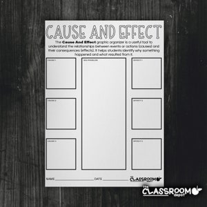 Cause and Effect Graphic Organizer Reading Comprehension Printable PDF ...