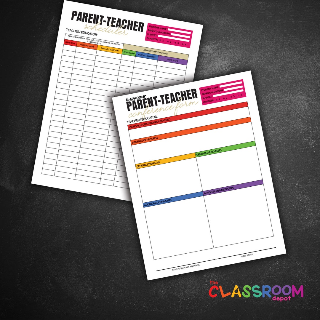 Parent Teacher Conference Form and Scheduler Printable PDF Form Instant ...