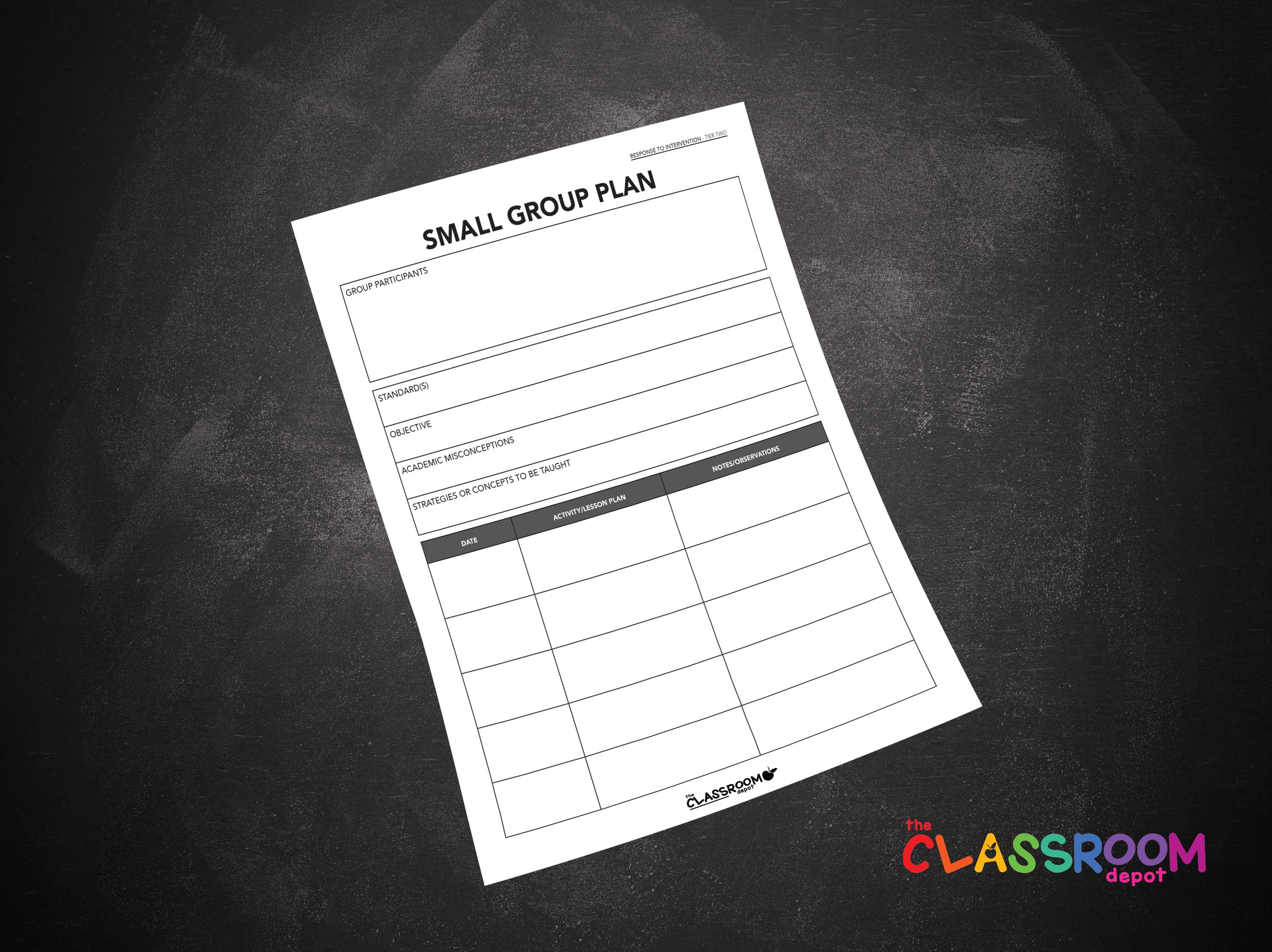 Printable Teacher RTI Intervention Forms - Small Group Plan Linkable ...
