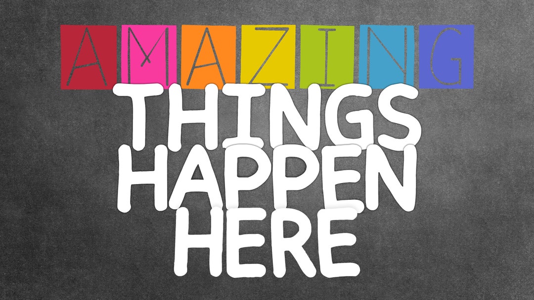 Amazing Things Happen Here - Bulletin Message Board Die Cut Cardstock ...