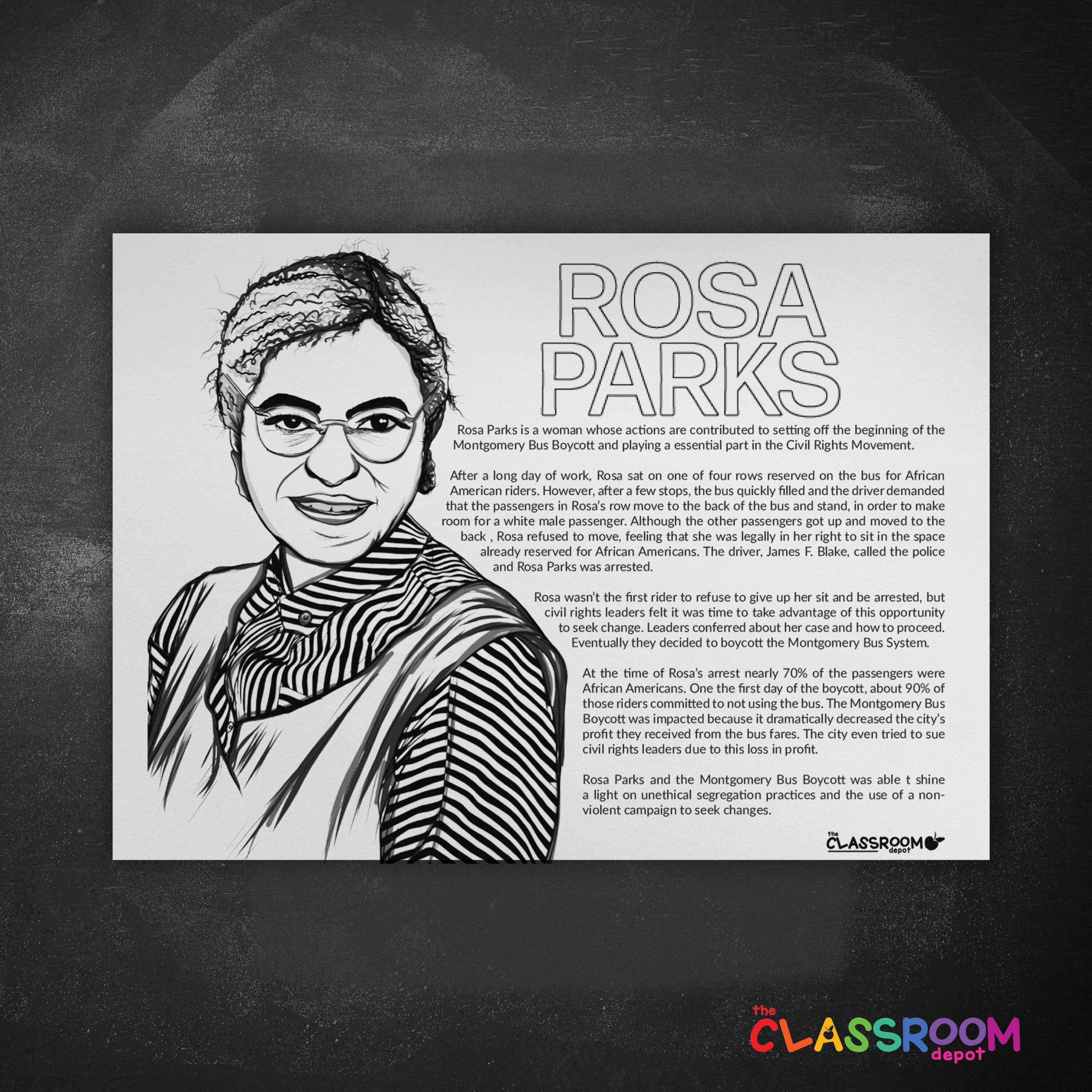 Rosa Parks Women's History Month Biography Facts and Coloring Sheet ...