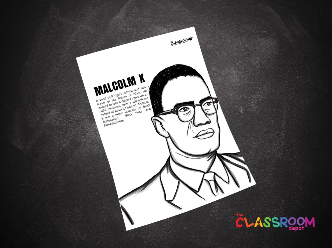 Malcolm X Black History Month Coloring Sheet - Etsy