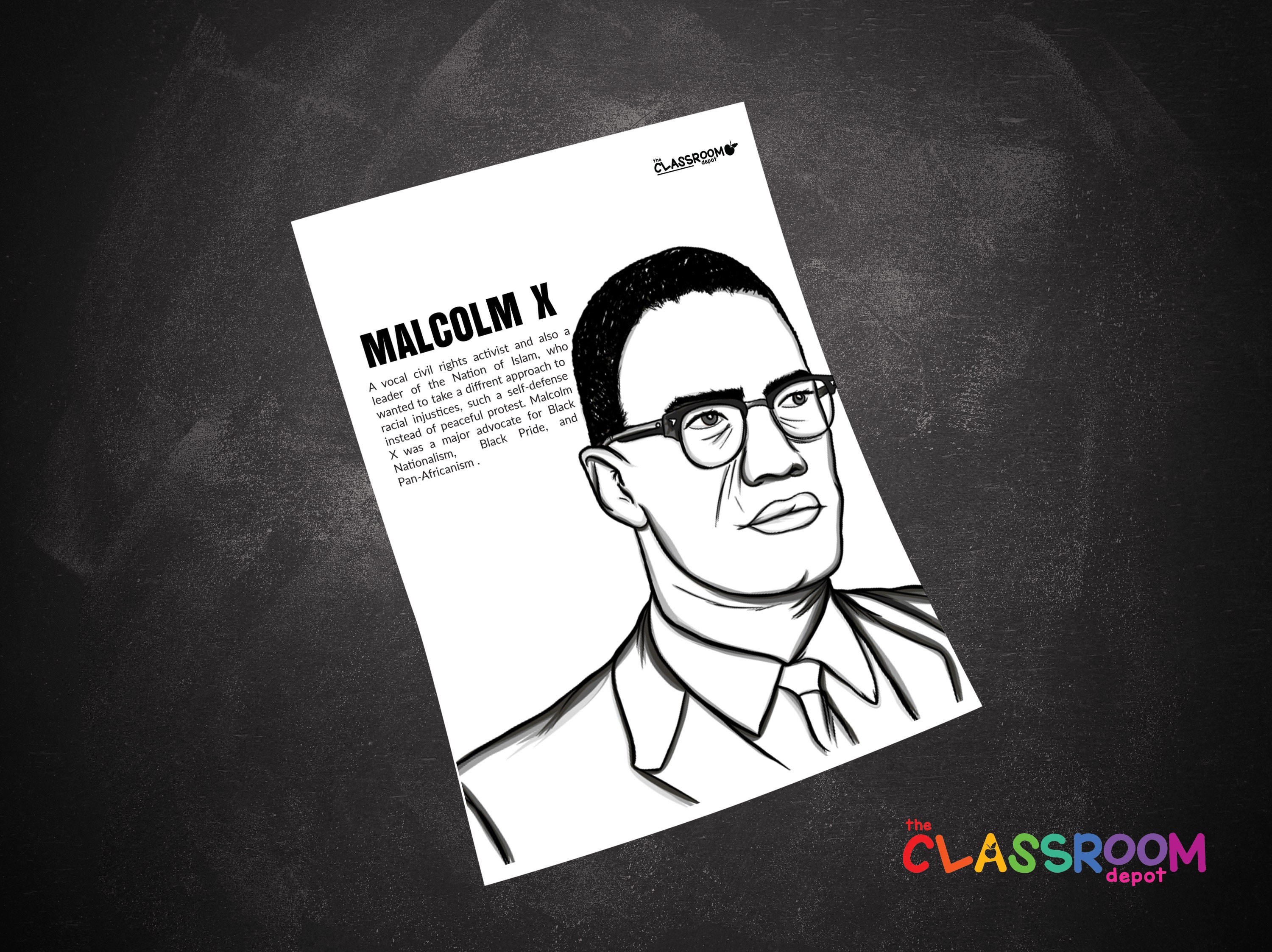 Malcolm X Black History Month Coloring Sheet - Etsy