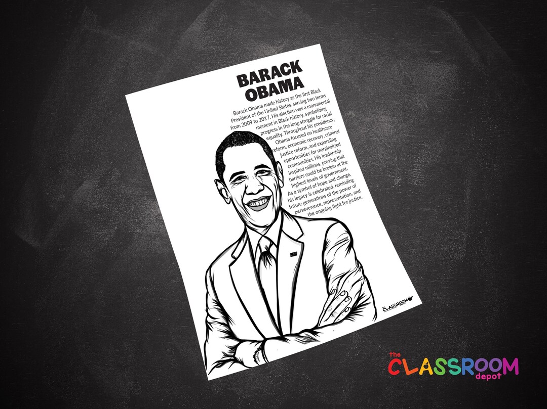 Barack Obama Black History Month Coloring Sheet - Etsy