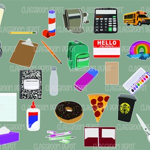 School Supplies Back to School Theme PNG JPEG EPS Clip Art Die Cut ...