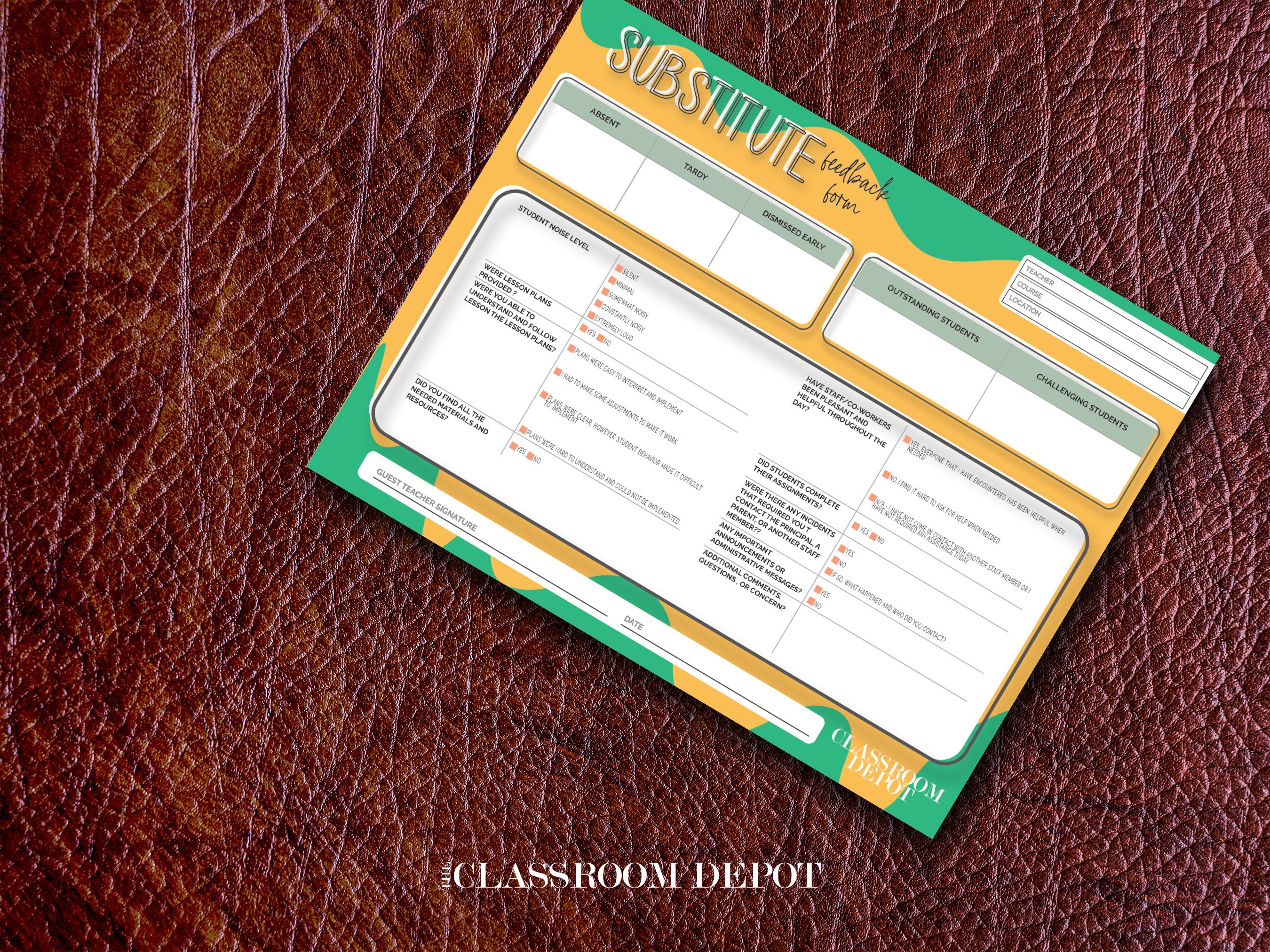 Substitute Feedback Form Printable PDF Form Instant Download for ...