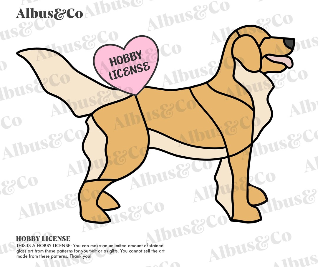 Golden Retriever Stained Glass Pattern: DIY Suncatcher (digital ...