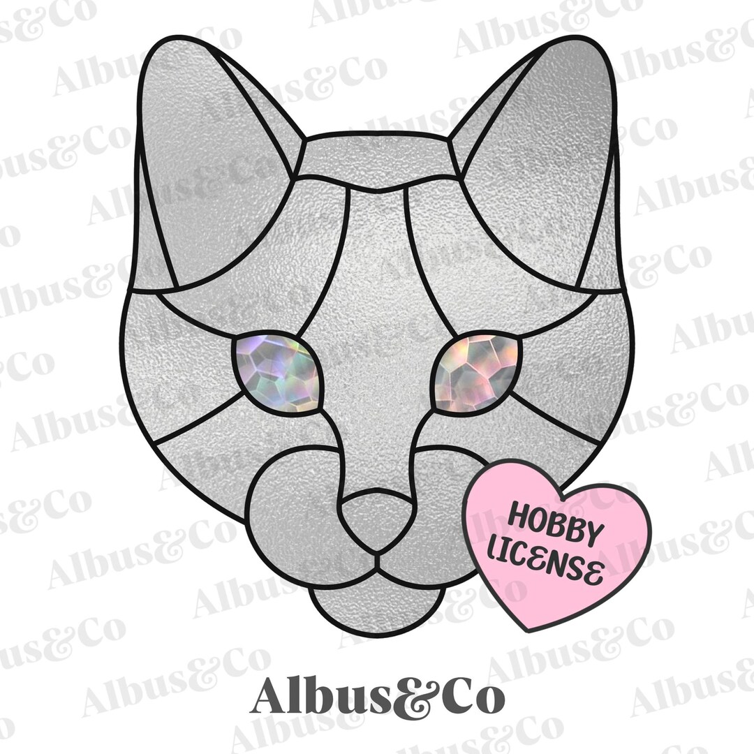 Stained Glass Pattern - Snow Cat *digital Download* PDF DIY Suncatcher ...