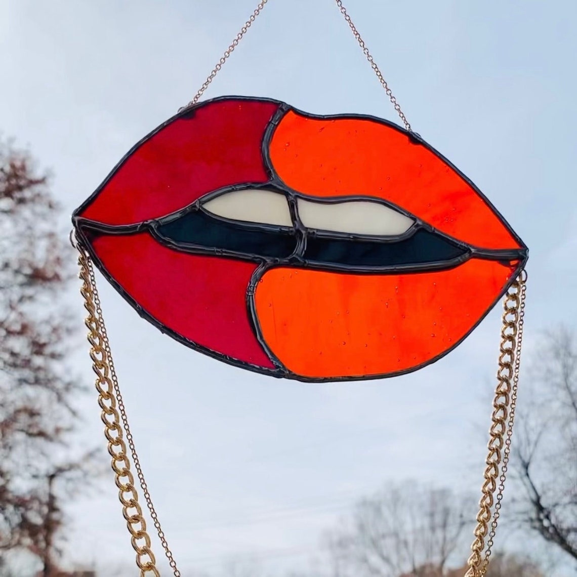 Stained Glass Suncatcher French Lips - Etsy