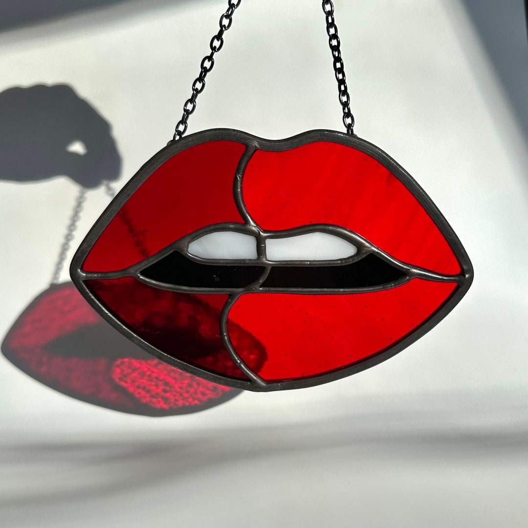 Stained Glass Suncatcher - French Lips - Etsy