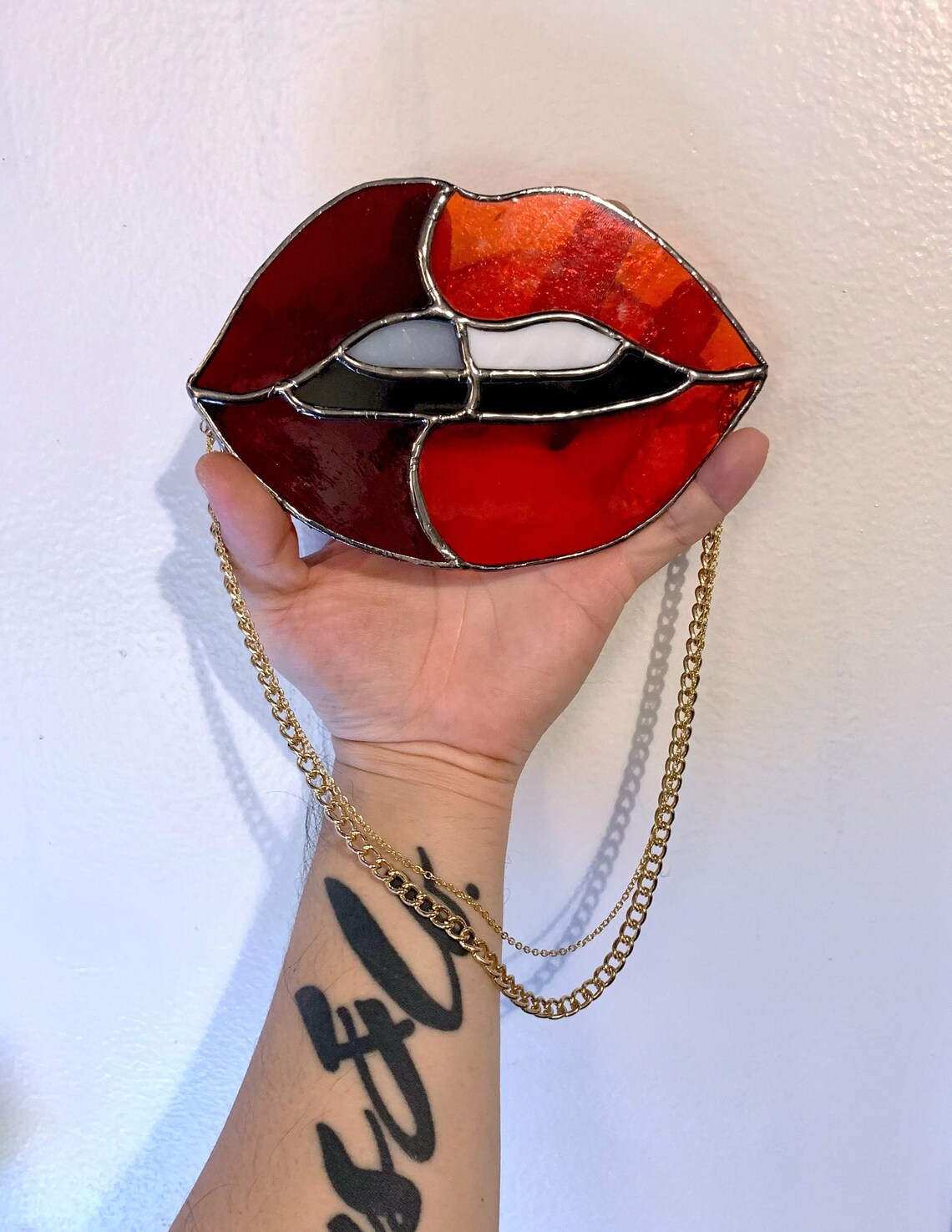 Stained Glass Suncatcher French Lips - Etsy
