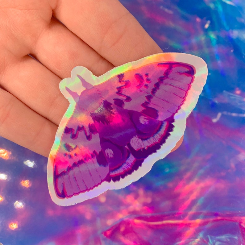 Holographic Pink / Fuchsia Moth Sticker Psychedelic Trippy Insect Bug ...