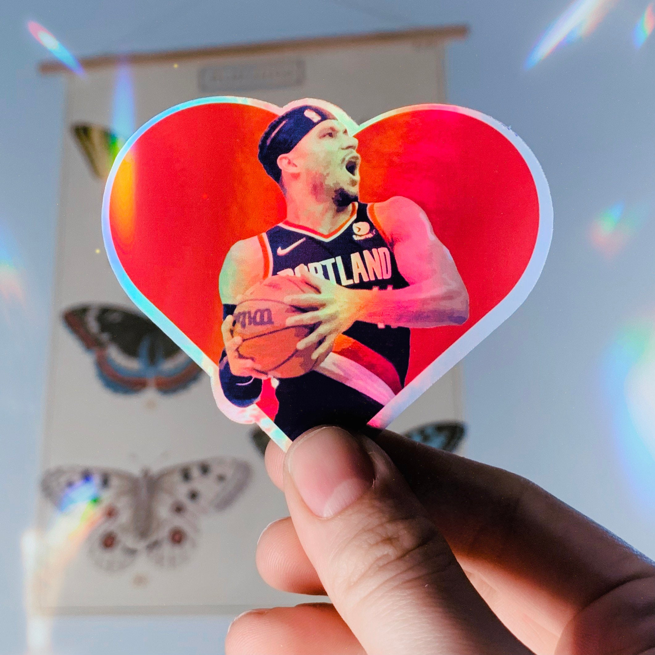 Holographic Josh Hart Heart Shaped Sticker Portland Trail Blazers NBA ...