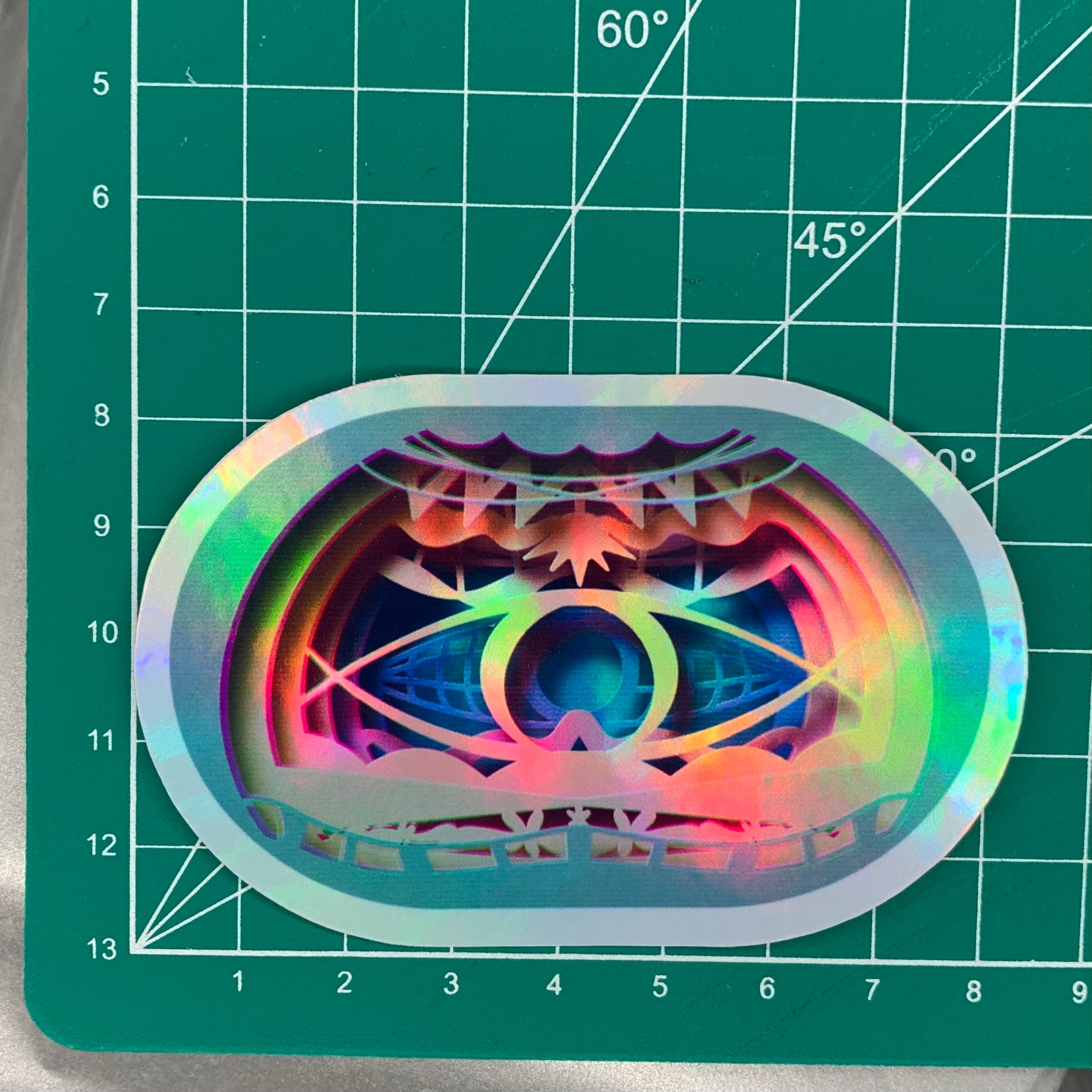 Holographic Space Egg 2 Sticker 3D Psychedelic Colorful Paper-cut ...