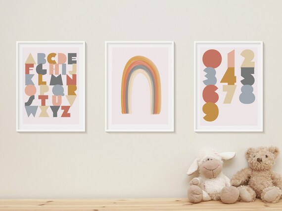 Printable Nursery Art Minimalist Alphabet and Number Art Set - Etsy