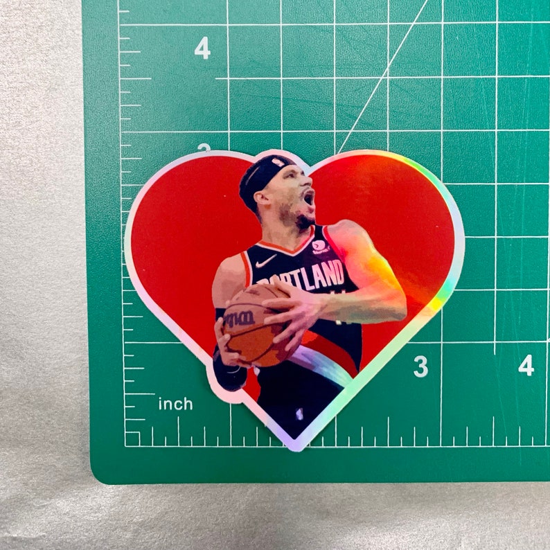 Holographic Josh Hart Heart Shaped Sticker Portland Trail Blazers NBA ...