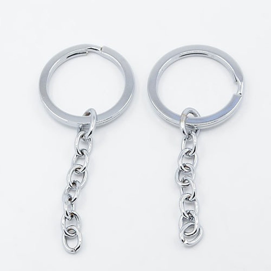 5 Key Rings With Chain 33mm Made of Steel, Inner Diameter 26.5mm ...