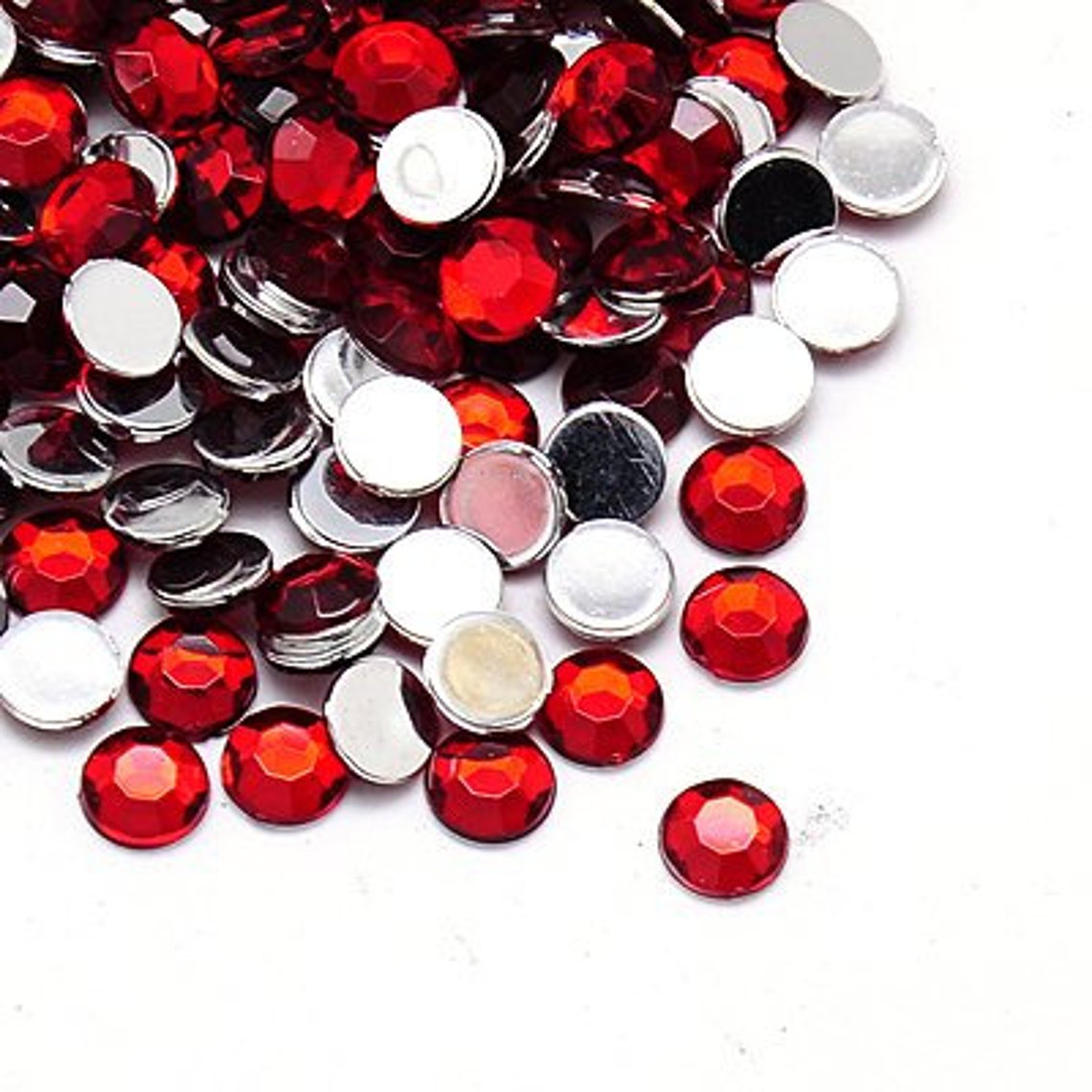30 Acrylic Cabochons 12x35mm Dark Red Flat Round Faceted - Etsy UK