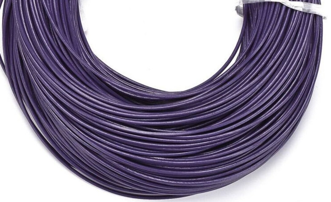 1m Leather Cord 2mm Purple DIY Jewelry Making Necklace Cowhide Round ...