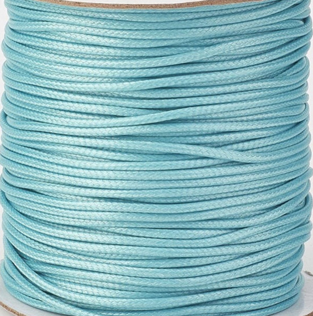 10m Waxed Polyester Thread 1mm Light Cyan Macrame Shiny Bead Cord ...