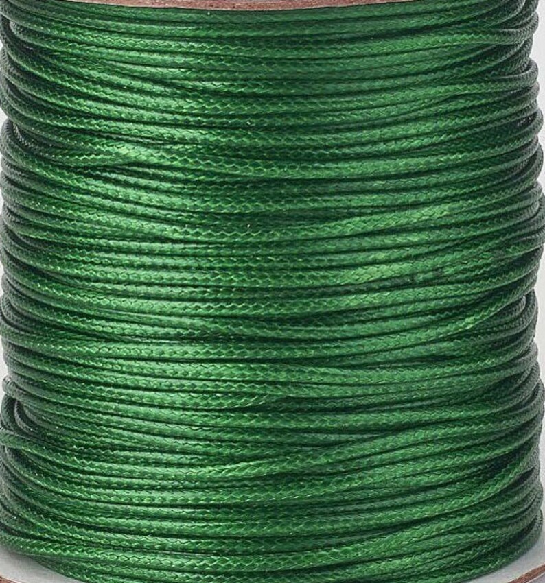 10m waxed polyester thread 1mm dark green macrame shiny pearl cord ...