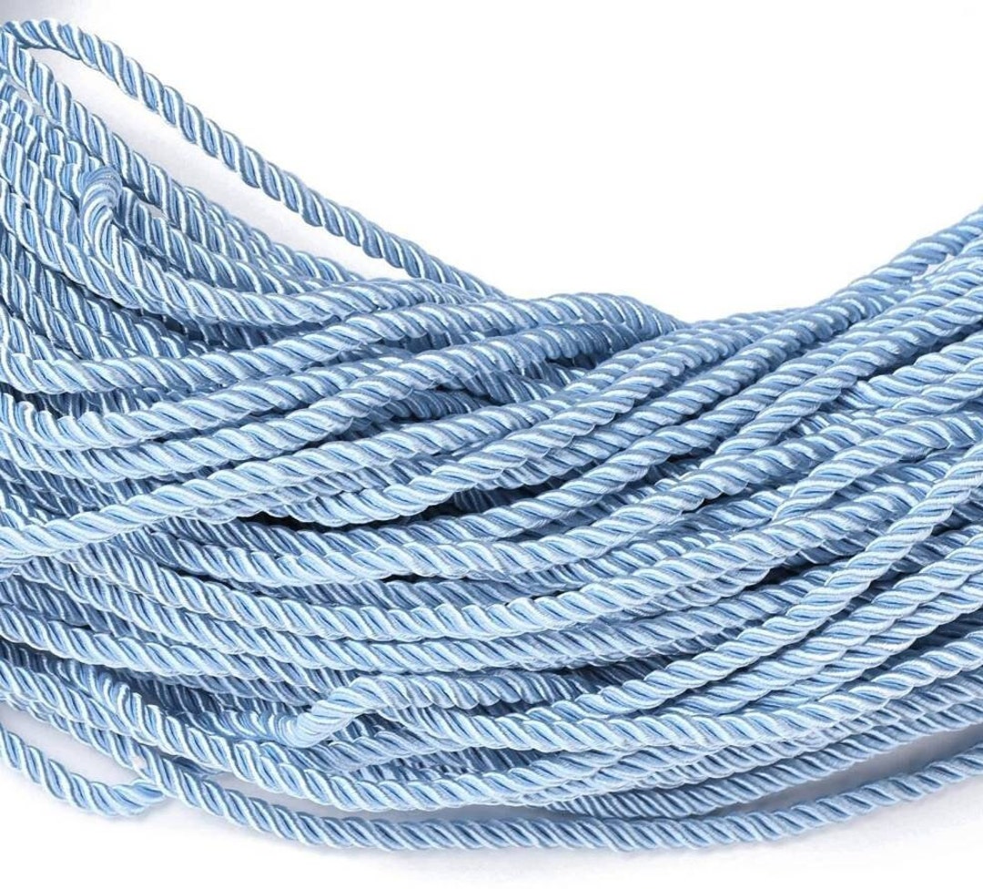 5m Polyester Cord 5mm Twisted Light Sky Blue Made of 3 Polyester Cords ...