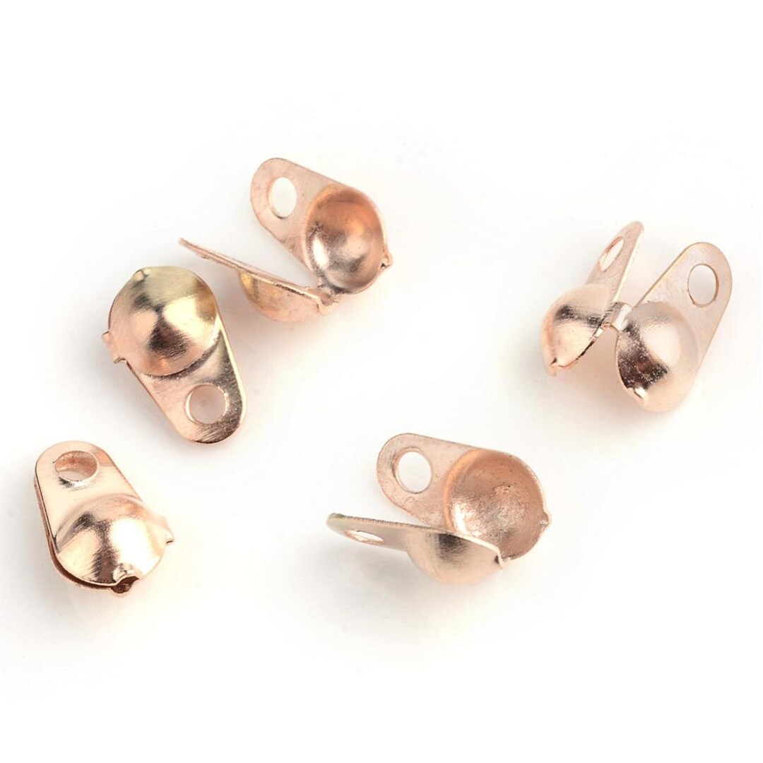 50 Caps 10x6x4mm Light Gold Cap Ends Bore 2mm Clamshell Iron Knot Cover ...