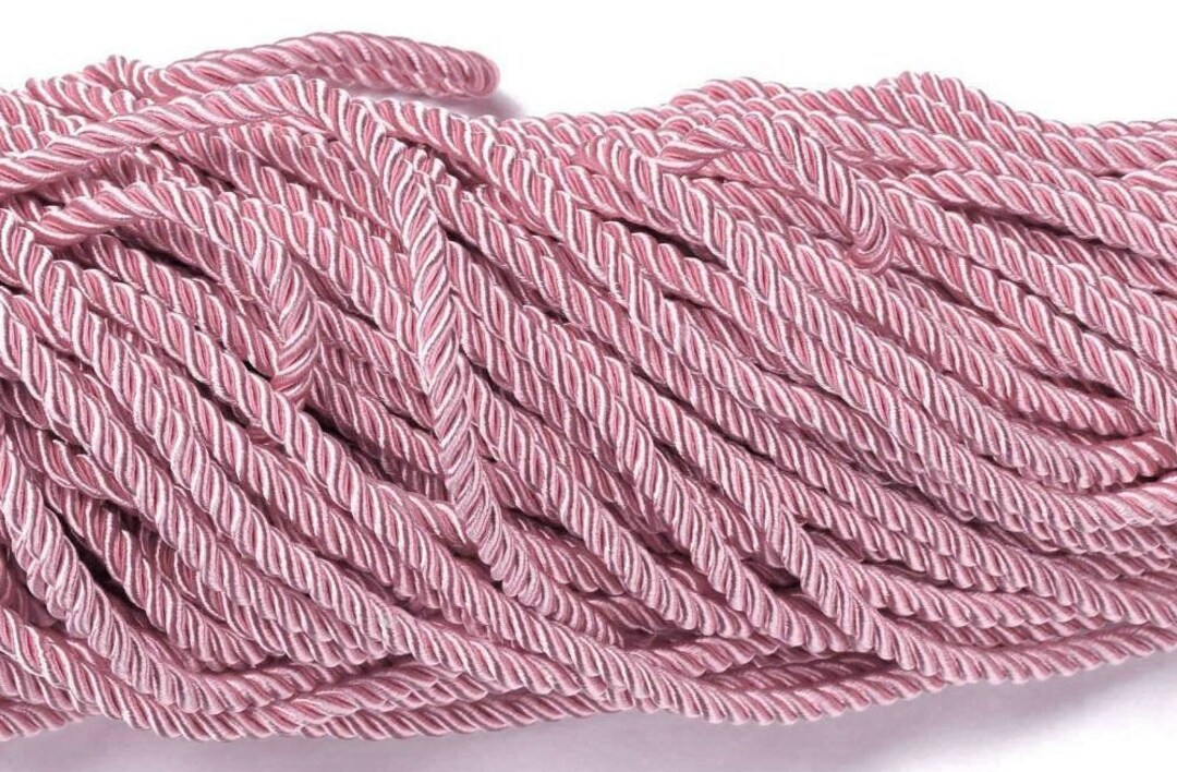 5m Polyester Cord 5mm Twisted Light Pink Made of 3 Twisted Polyester ...