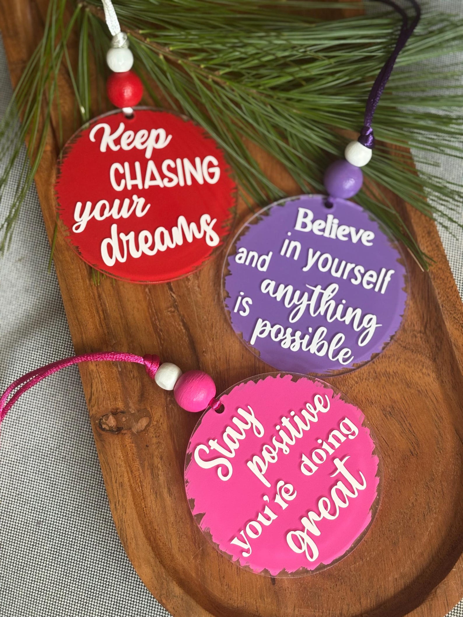 Positive Quote Acrylic Car Charm, Rearview Mirror Decor, Party Favors ...