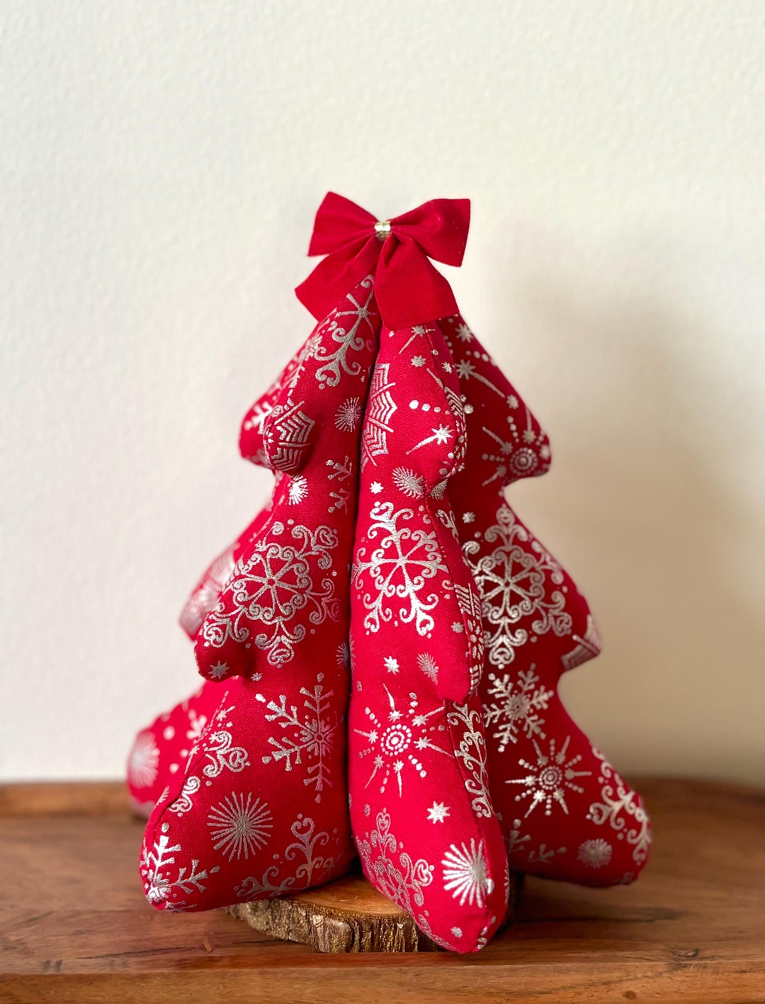 Handmade Red Christmas Tree, Stuffed Tree, Christmas Tabletop ...