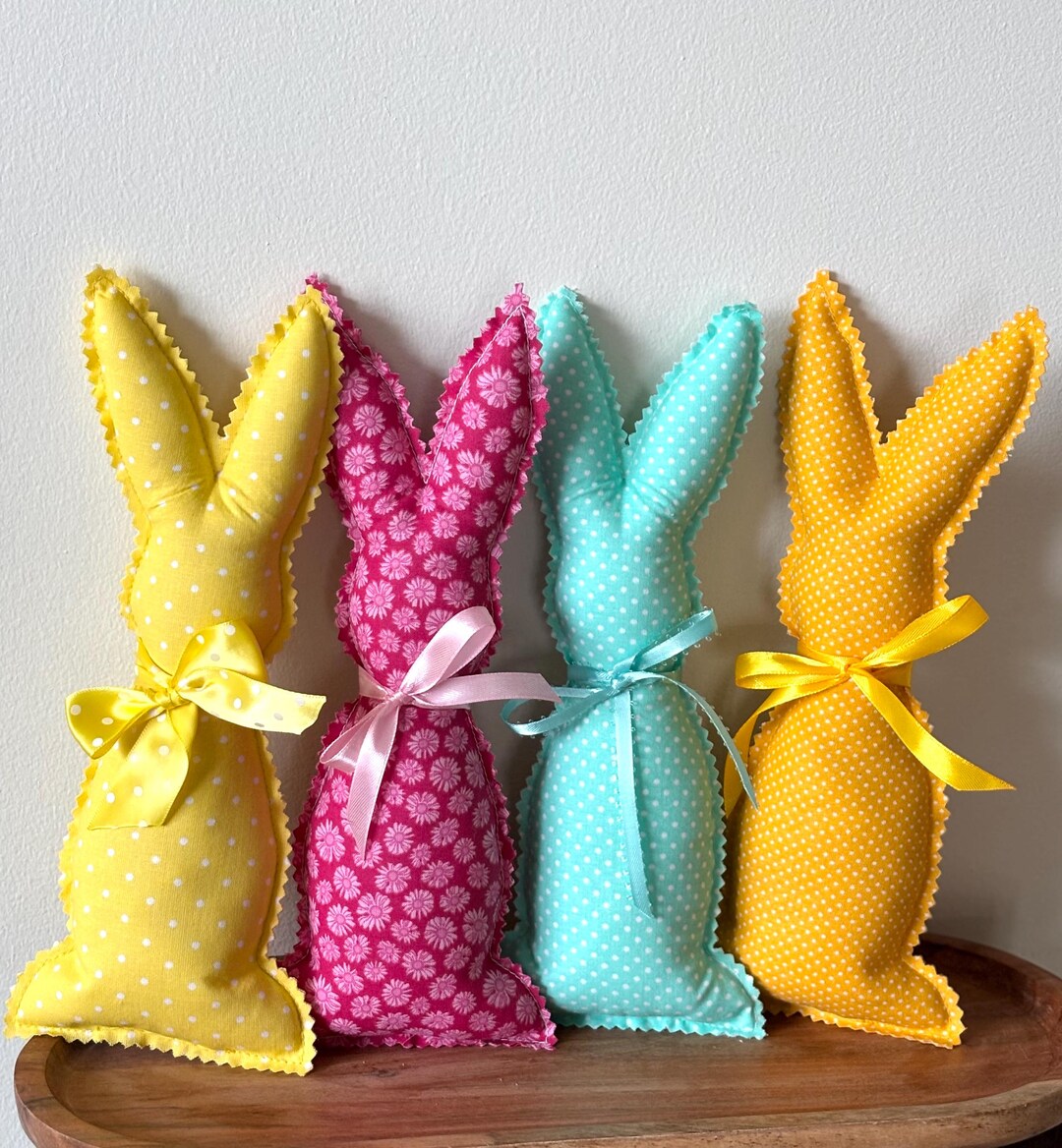 Easter Bunny, Blue Bunny, Stuffed Fabric Bunny, Farmhouse Bunny, Baby ...