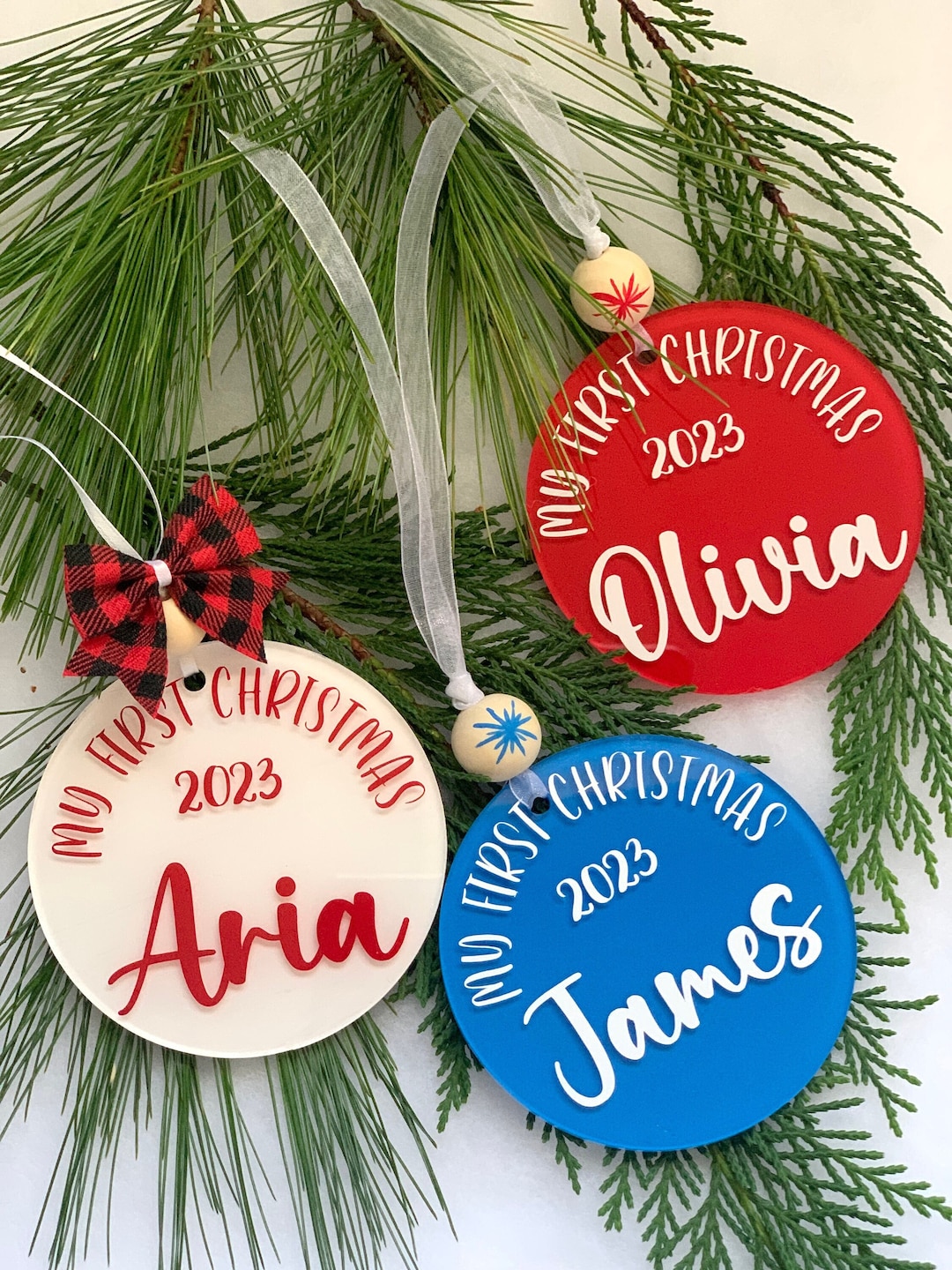 Baby's First Christmas, My First Christmas Ornament, Acrylic Baby Name ...