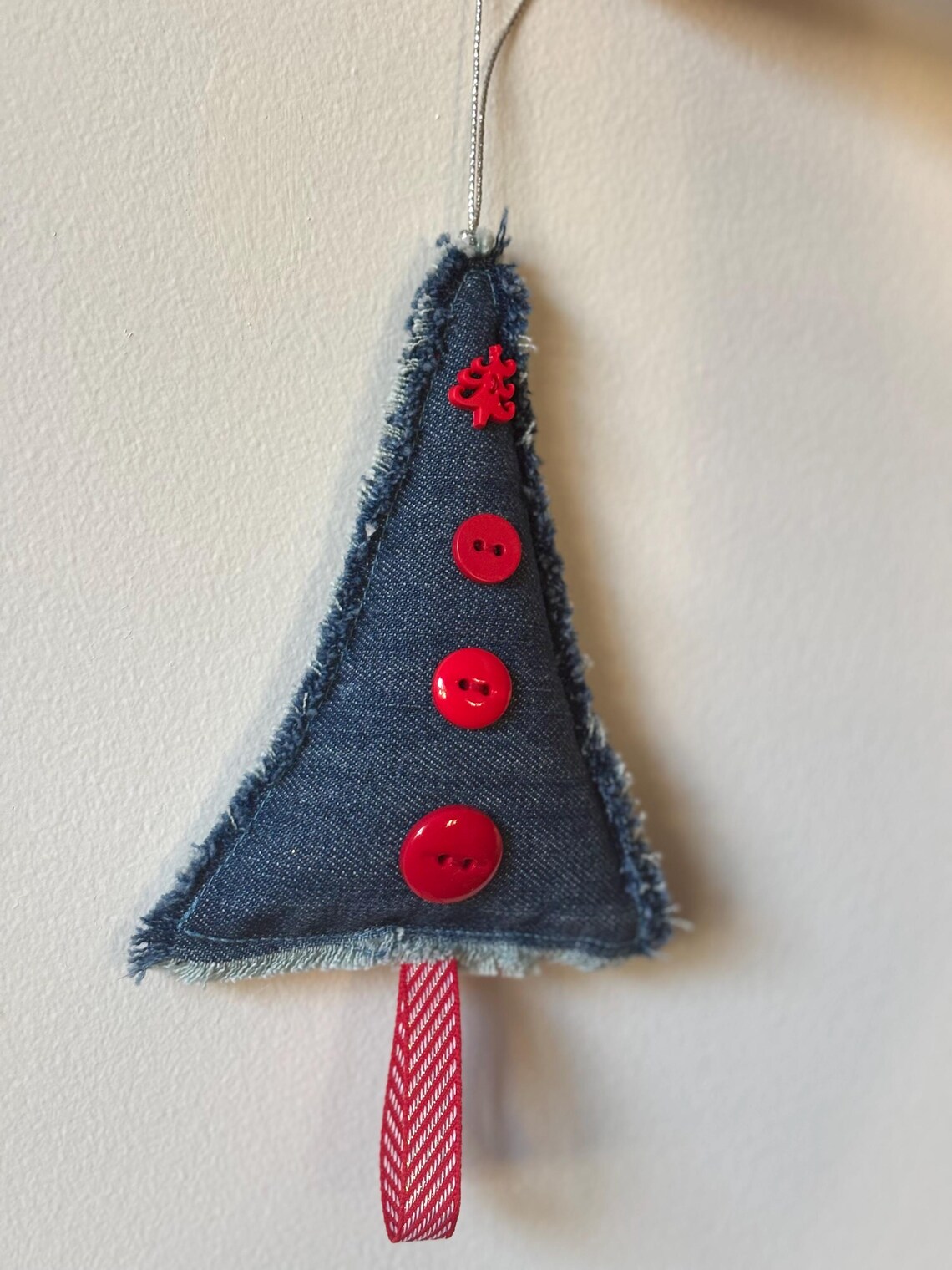Denim Christmas Tree Ornament: Hand-sewn Jeans Fabric Decoration - Etsy