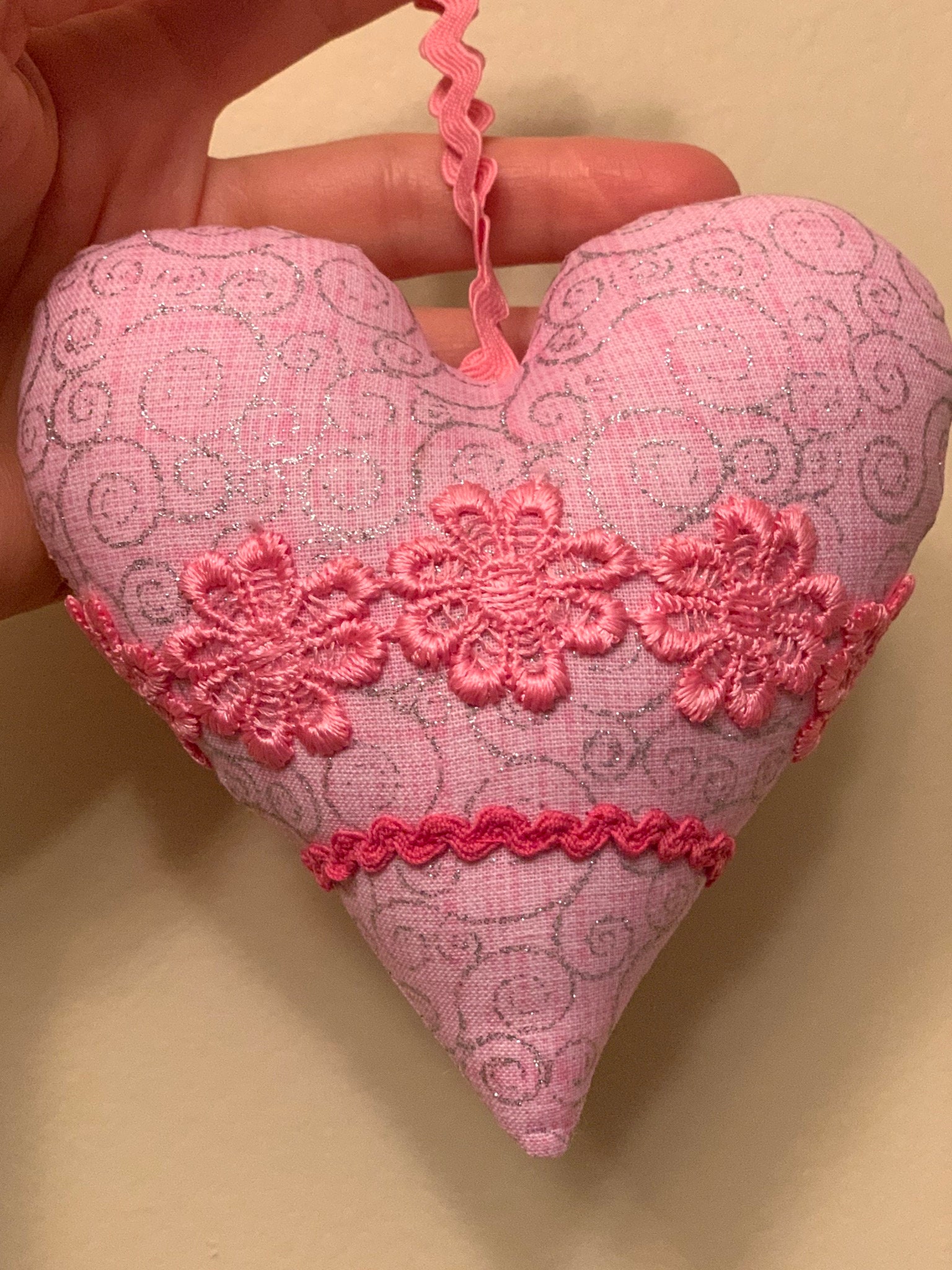 Handmade Pink Heart Ornament Valentine Heart Romantic Gift - Etsy