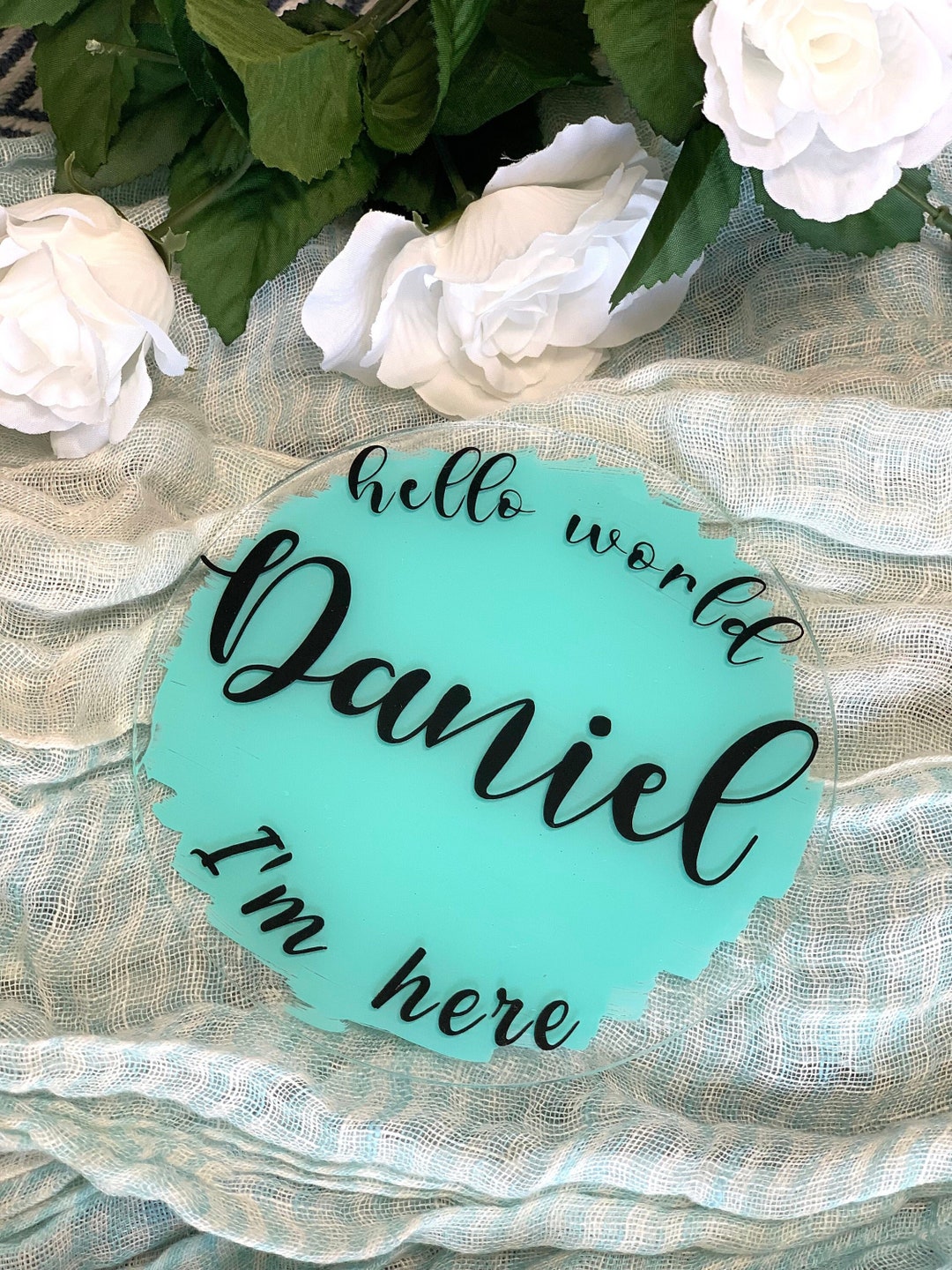 Acrylic Baby Name Sign, Birth Announcement Plaque, Name Acrylic Sign ...