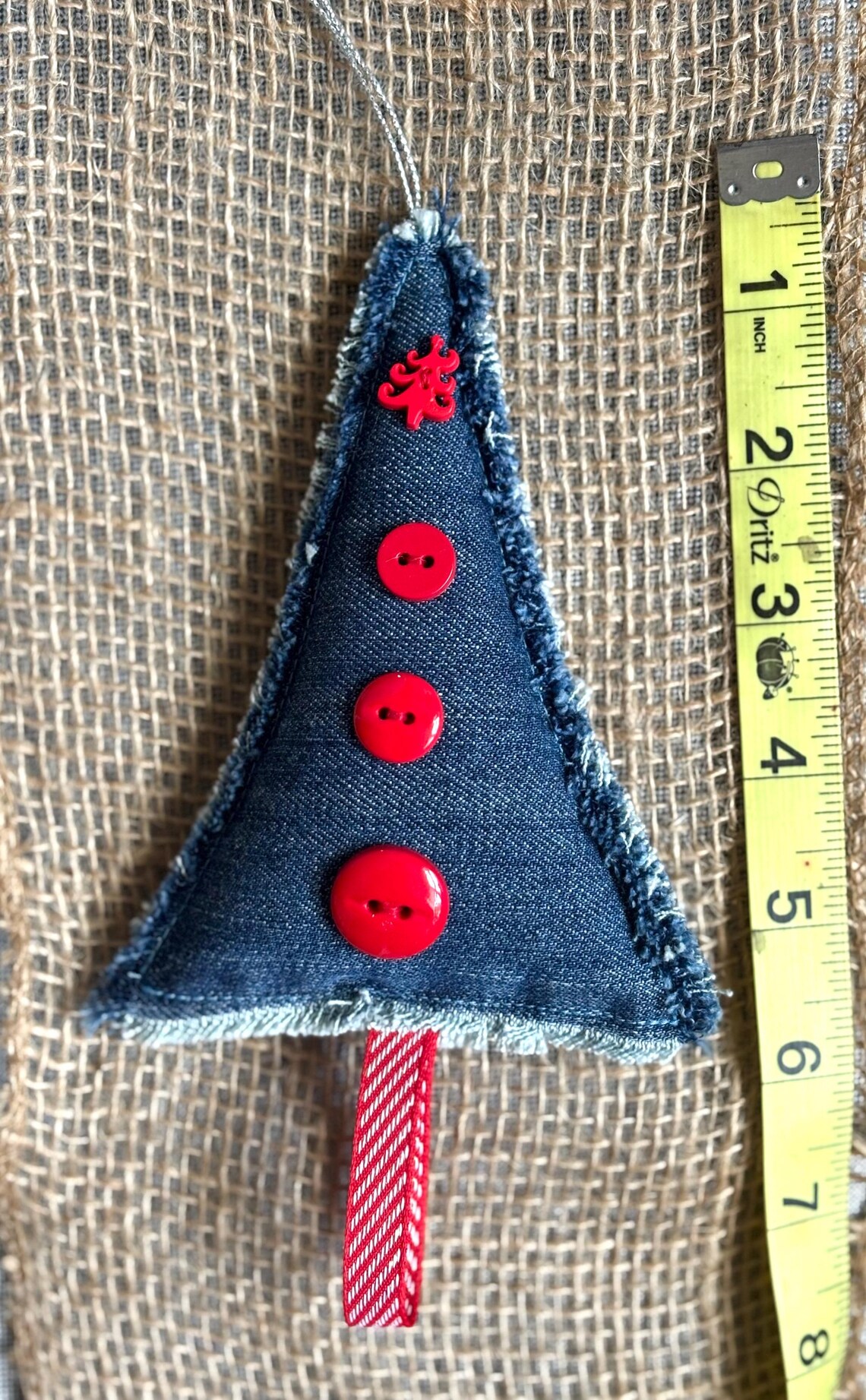 Denim Christmas Tree Ornament: Hand-sewn Jeans Fabric Decoration - Etsy