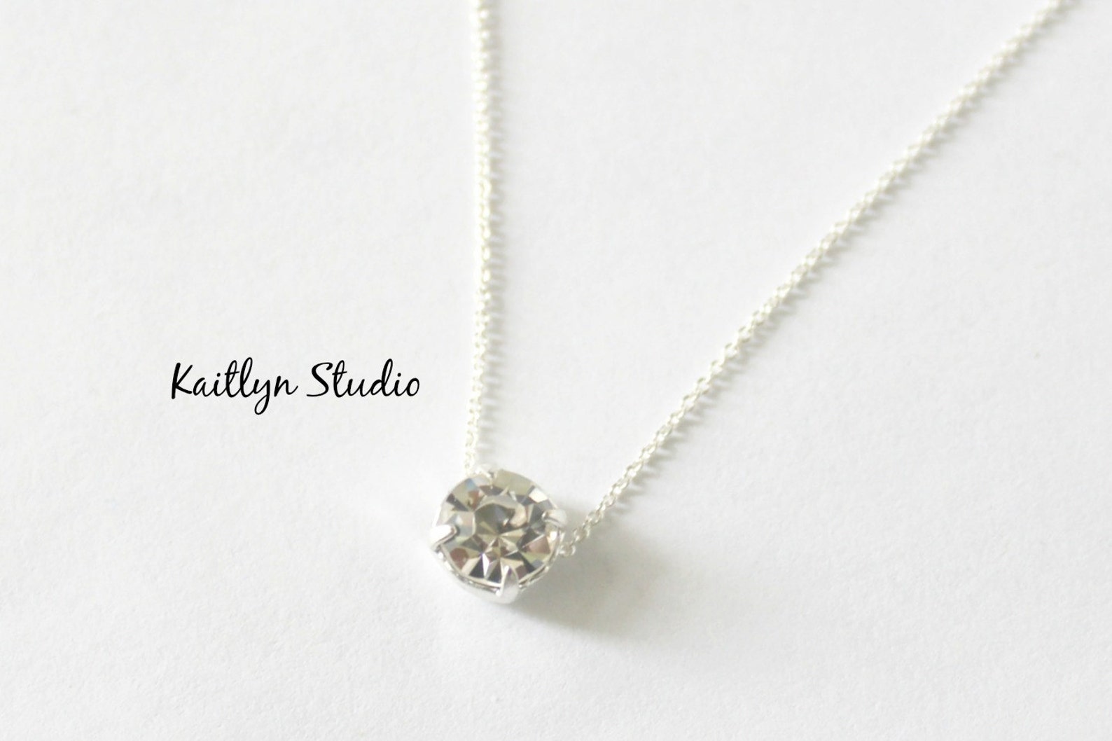 Floating Crystal Necklace Sterling Silver Dainty Tiny - Etsy