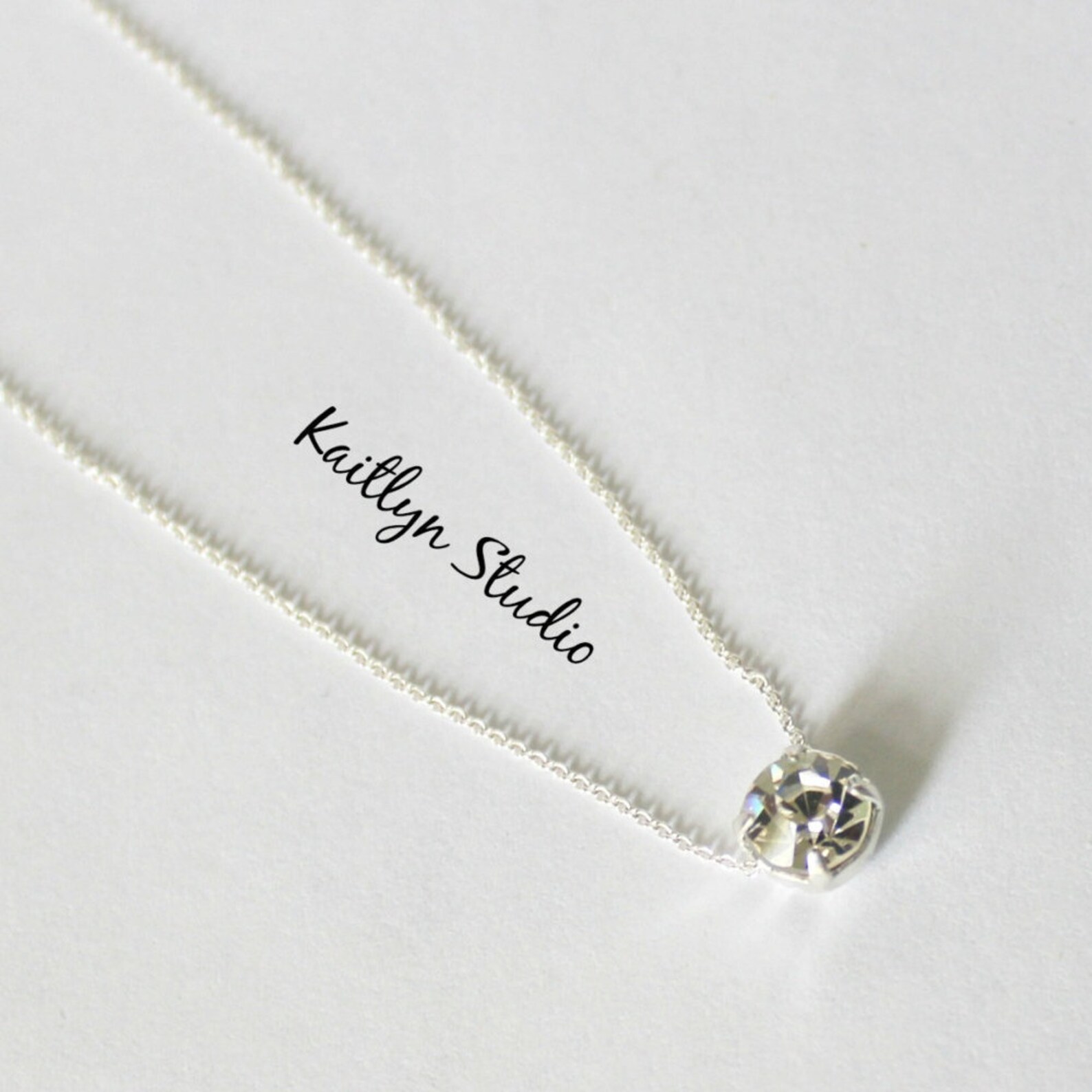 Floating Crystal Necklace Sterling Silver Dainty Tiny - Etsy
