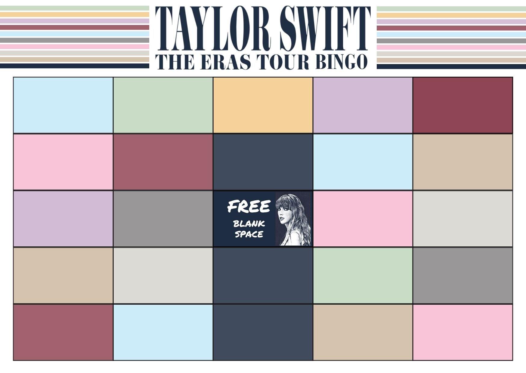 Taylor Swift: the Eras Tour Bingo - Etsy