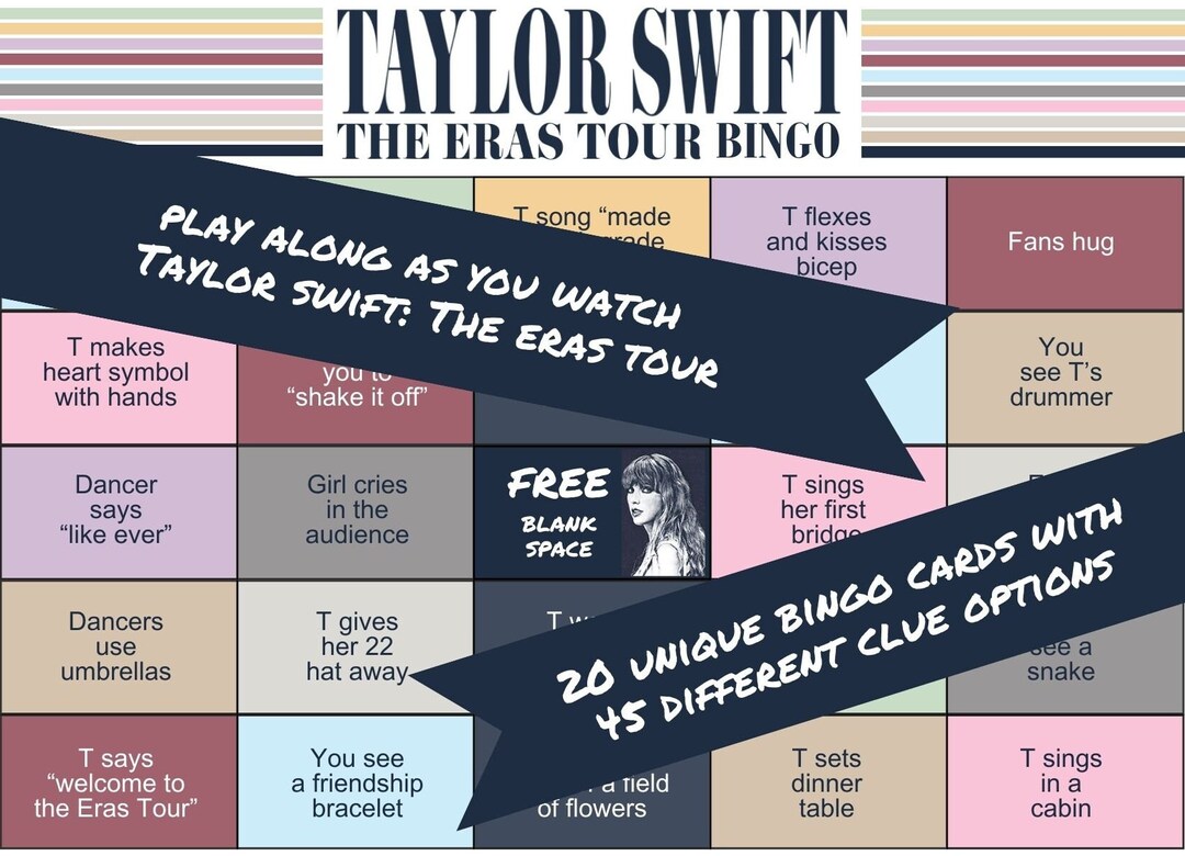 Taylor Swift: the Eras Tour Bingo - Etsy